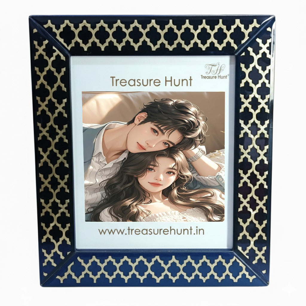 Navy & Gold Moroccan Lattice Photo Frame